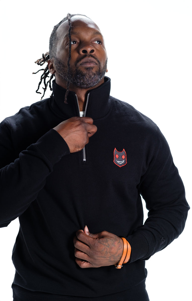 GUILTY GEAR - 'Zato-1 Pressure' Small Logo Embroidered Quarter-Zip Swe ...