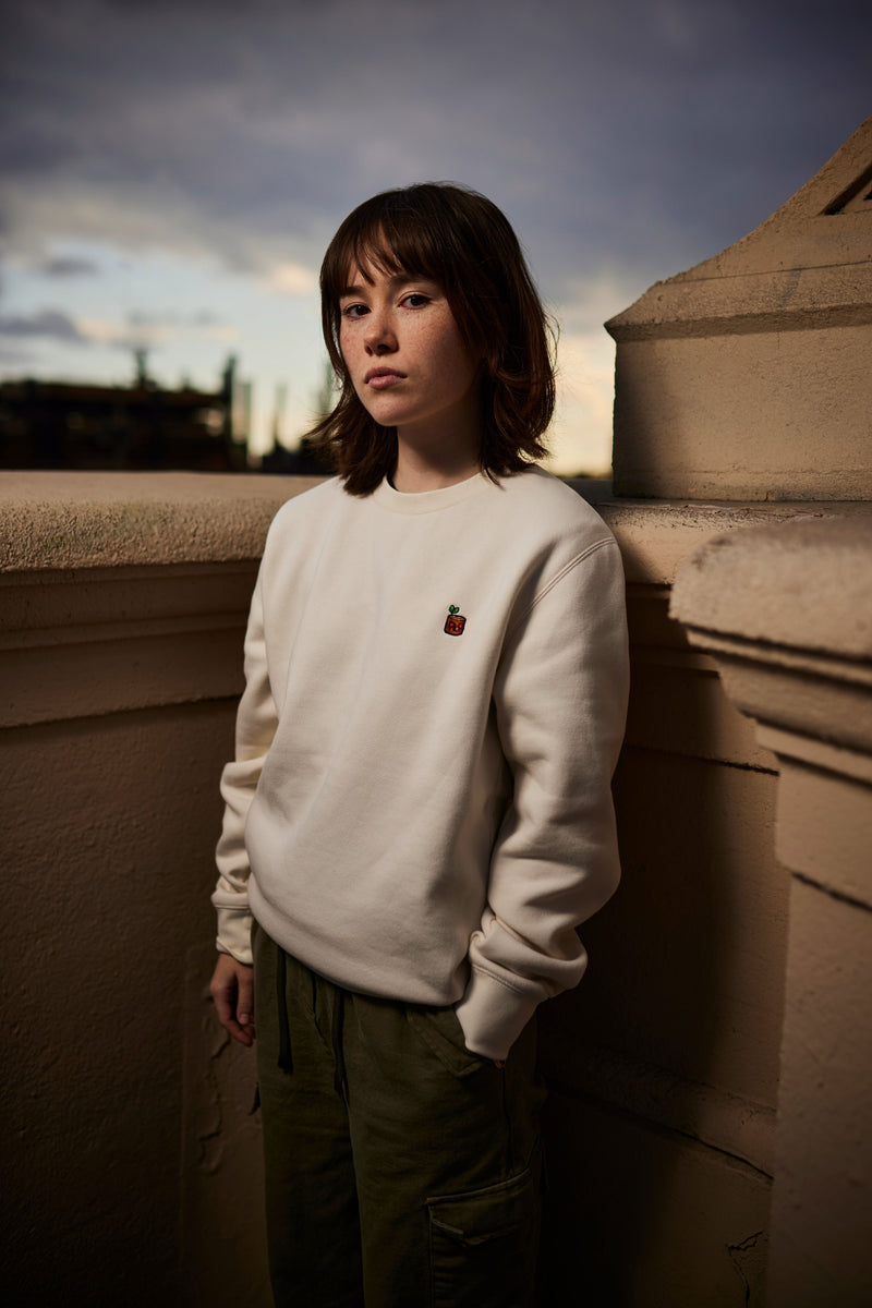 TEKKEN - 'Mokujin' Small Logo Embroidered Crew Neck Sweatshirt - Cream ...
